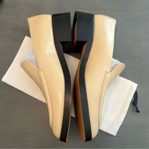 Vince | Shoes | Vince Womens Doris Low Block Heel Loafer Beige Leather ...
